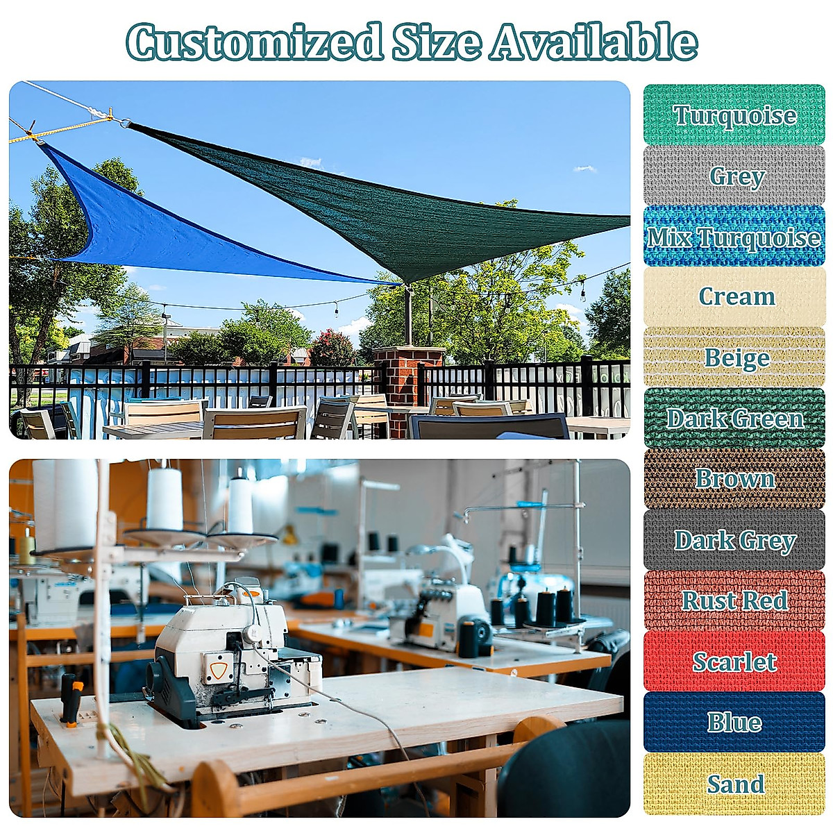 Shade&Beyond 10'x13' Sun Shade Sail Rectangle Canopy Sail Sunshade UV Block for Patio Yard Backyard Light Grey, (We Make Custom Size)
