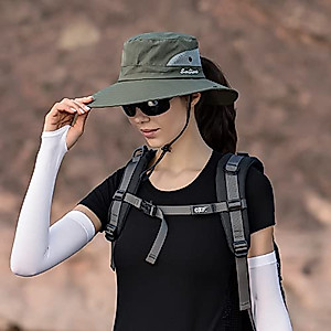 NPJY 2 Packs Ponytail Sun Hat for Women 3” Wide Brim UPF 50+ Fishing & Bucket & Beach Hats Pink/Grey+Watermelon (Ponytail Hole)