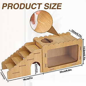 Hamster Digging Box, Small Visible Hamster Digging Room with Acrylic Transparent Board, Hamster Hideout and Exploration House with Climbing Ladder, Hamster Digging Wood Toy for Guinea Syrian Hamsters