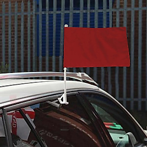 Solid Red Car Window Clip Flag Fade Resistant Vehicle for Patriotic, Sports Events, Parades - Premium - Double Side Printing (Pack of 100)