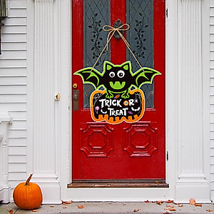 Halloween Home Front-Porch Door Hanger-Decor - 5pcs Scary Party Paper Signs Banners,Bats Spooky Creepy Ghosts Skulls Skeleton Pumpkin Wall Hanging Indoor Decorations Lasting Surprise…