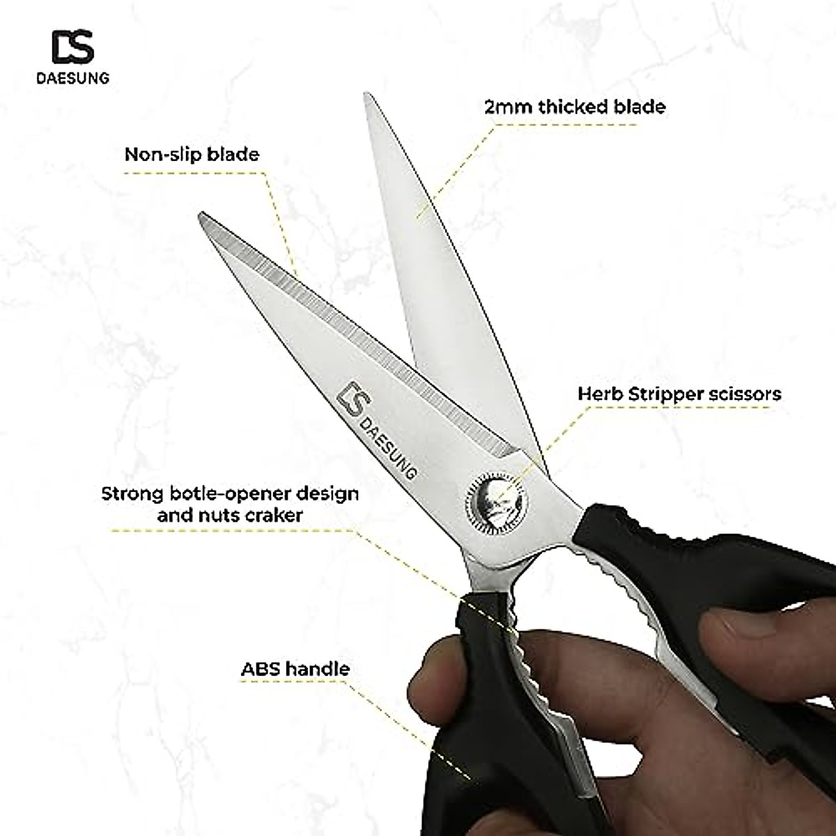 DAESUNG Stainless Steel Heavy Duty Kitchen Shears, Multipurpose Scissors Kitchen Accesories, Sharp Scissors Comfortable Handles for Cooking, Poultry Scissors for Cutting (8" Kitchen Shear)