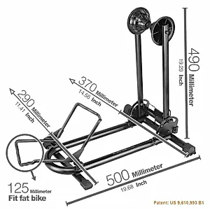 BikeHand Bicycle Floor Parking Rack Stand - for Mountain MTB & Road or Fat Bikes Indoor Outdoor Garage Storage - Max Tire Width 5" (2)