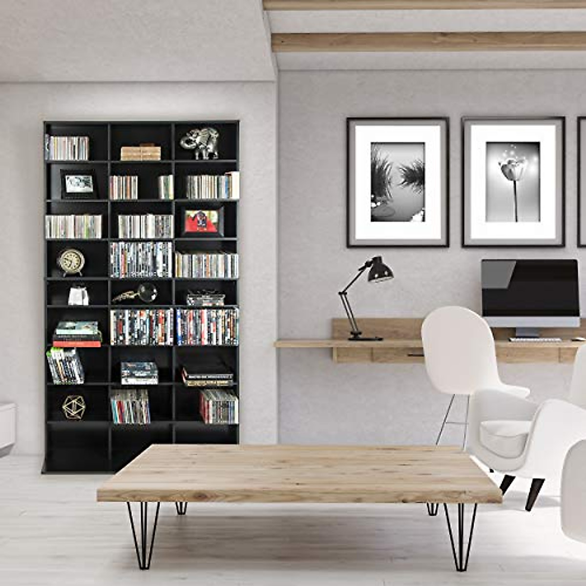 Atlantic Elite XL Media Storage Cabinet – Protect & Organize Prized Music, Movie, Video Games, Collectables & Memorabilia Collections, PN 38408117 in Black