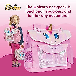 Bixbee Kids Backpack, Pink Unicorn Bookbag for Girls & Boys Ages 5-7 | Daycare, Preschool, Elementary School Bag for Kids | Easy to Carry & Water Resistant