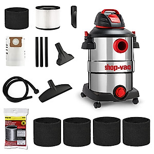 Shop-Vac 5926211 12 Gallon 6.0 Peak HP Wet/Dry Vacuum + 90585 Foam Sleeve Filter 5 Pack