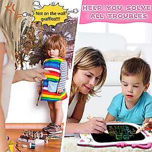 GJZZ Drawing Doodle Board Toys for 3 4 5 6 7 Year Old Girls Boys Gifts, LCD Writing Tablet and Scribble Board Learning Toy for Kids, Birthday Gift for Toddler - Pink White