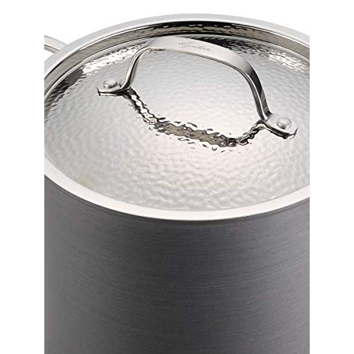 Lagostina Nera Hard Anodized Nonstick 12-Piece Cookware Set with Hammered Stainless Steel Lids, Dishwasher Safe,Grey