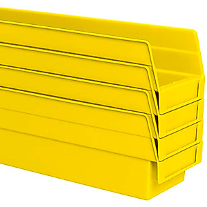 Akro-Mils 30120 Plastic Nesting Shelf Bin Box, (12-Inch x 4-Inch x 4-Inch), Yellow, (24-Pack)