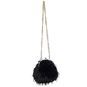 FHQHTH Faux Fur Purse Fashion Clutch Handbag Shoulder Vintage Evening Bags for Women [Black]