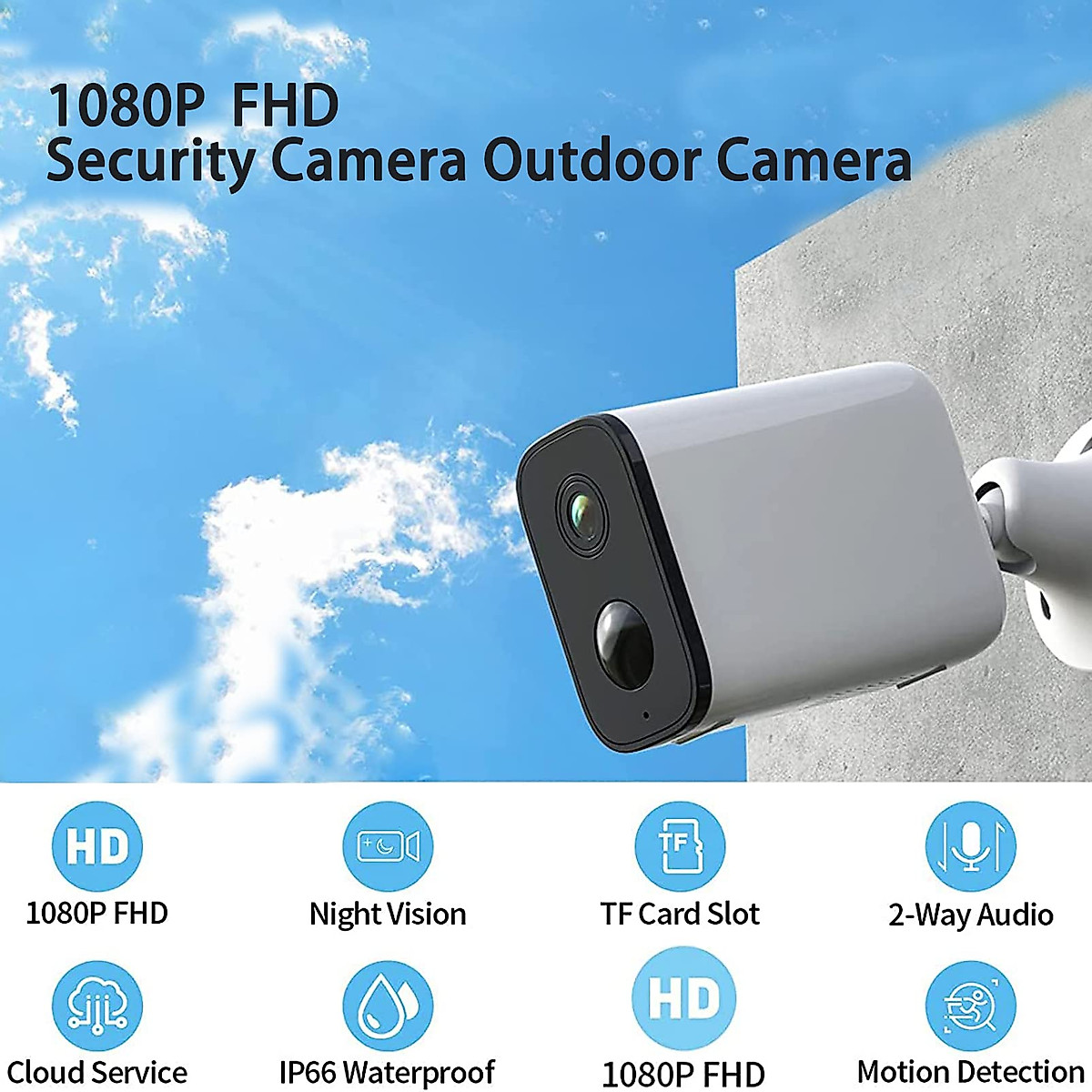 Taomech ElecEye Security Camera Outdoor,WiFi Wireless Battery Powered Home Security Camera with Motion Detection,2-Way Audio,Night Vision,Remote Access and SD Storage,White(AP35)