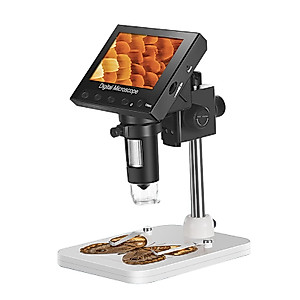 Dearsee 4.3 Inch Coin Microscope, LCD Digital Microscope 1000X Magnification Microscope Coin Magnifier with 8 Adjustable LED Lights for Coin/Stamps/Plants/Soldering, Windows Compatible