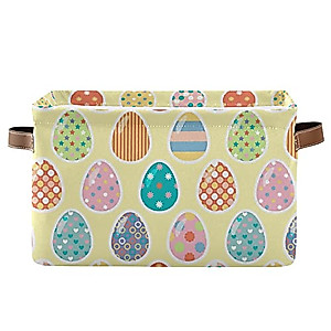 Foldable Storage Basket, Cube Organizer Bins Bright Easter Eggs Cube Bag Dual Handles for Closet Shelf