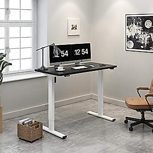 FLEXISPOT Electric Black Standing Desk Whole Piece 55 x 28 Inch Desktop Adjustable Height Desk Home Office Computer Workstation Sit Stand up Desk (White Frame + 55" Black Top, 2 Packages)