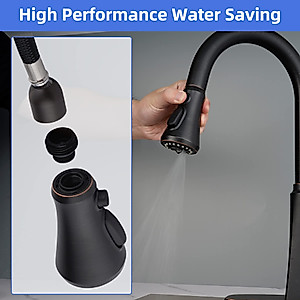 iFealClear Pull Down Kitchen Faucet Head Replacement, 3-Mode Faucet Head for Kitchen Sink, Faucet Sprayer Nozzle, 12 Adapters Compatible with Moen, American Standard, Delta Faucets, Oil Rubbed Bronze