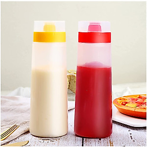 Poitemsic Condiment Squeeze Bottles 4 Holes Drizzle Bottle With Lid Sauce Dispenser Container For Sauces Salad Dressing Ketchup Chocolate Frosting Icing Candy Kitchen Baking,2-pack