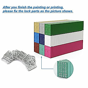 Evemodel C8745 9pcs Different Colored HO Scale 1:87 45ft Blank Shipping Container 45' Cargo Box