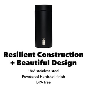 MiiR, 360 Traveler, Stainless Steel Double-Wall Vacuum Insulated Tumbler, Black, 12 Fluid Ounces
