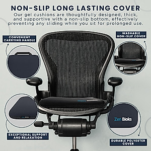 Zen Bloks XL Extra Thick Gel Seat Cushion for Pressure Relief, Tailbone, Sciatica, Coccyx, and Hip Pain Relief - Non-Slip for Wheelchairs, Office Chairs, Car Seat for Driving (20"x20"x2")