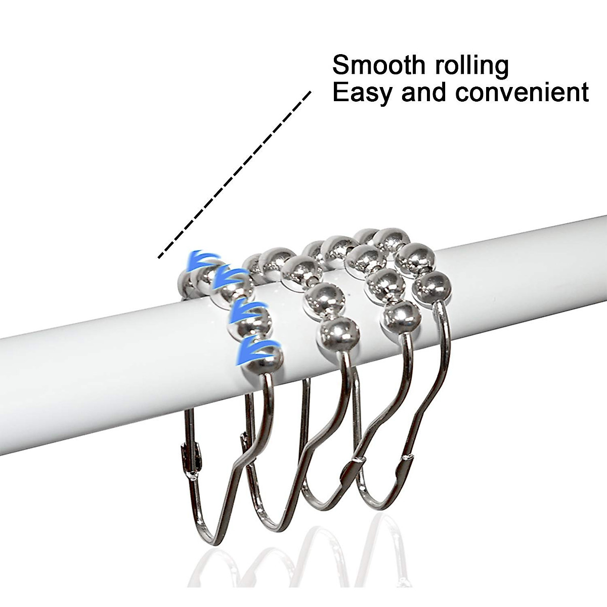 Ansxiy Shower Curtain Hooks Rings, Rustproof Metal Shower Curtain Rings for Bathroom Shower Rods Curtains - Set of 12, Nickel