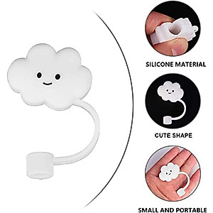 6Pcs Straw Covers Cap For Stanley Cup Straw Tips Cover Stanley Straw Covers for Reusable Straws Silicone Cute Cloud for 6-8mm Splash Proof Straw Tips