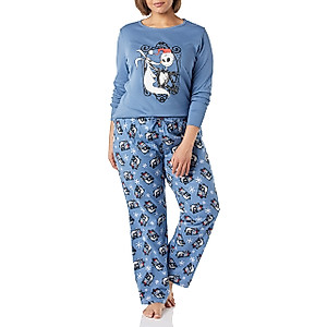 Amazon Essentials Disney | Marvel | Star Wars Women's Flannel Pajama Sleep Sets, Nightmare Santa Jack - Womens, Large
