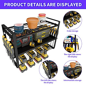 Fonkoufi Power tool organizer, 3 level garage tool organizer and storage, heavy duty tool holder with screwdriver holder/pliers holder/hammer holder, drill bit bracket wall mount, etc