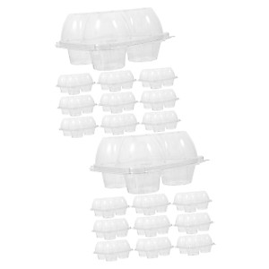 NOLITOY 20 Pcs Four Piece Cake Box Cupcake Holders Cupcake Storage Pastry Containers Cupcake Container Muffin Gifts Carriers Plastic Cupcake Carrier Tote Box Clamshell The Pet Food