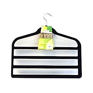 18123B Uniware (4 Tier) Flocked Velvet Pants Hanger,(Set of 4) (Black)