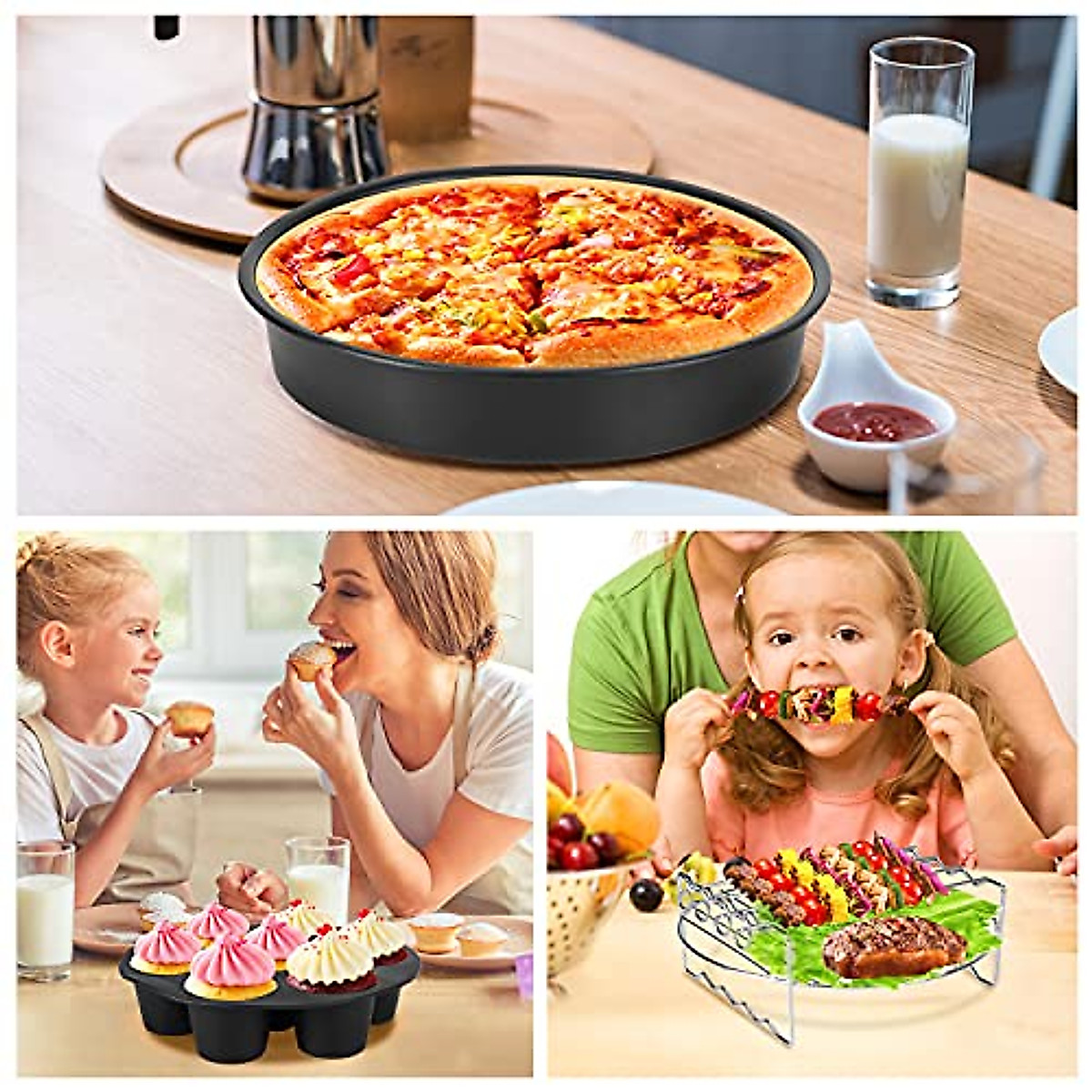 Air Fryer Accessories,14 pcs 8 Inch Air Fryer max xl Accessories,Power xl Air Fryer Accessories 5 QT Accessories Air Fryer 5.8 QT air fryer tools air fryer rack,for All Brands of Fryers (3.7QT-6.8QT)