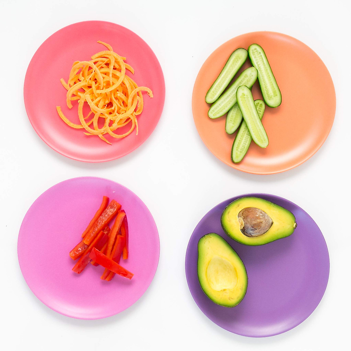Bobo&Boo Bamboo Kids Plates (7.8inch), Set of 4 Eco Friendly Toddler Plates :: Non Toxic Children’s Dinnerware for Babies & Big Kids :: Mix and Match :: Great Gift for Baby Showers & Birthdays, Sunset