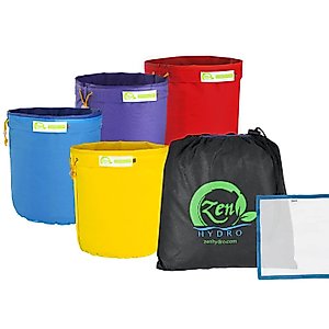iPower Bubble Bag 1-Gallon 4-Bag Herbal Hash Filter Ice Essence Extraction Kit with Free Storage Pouch & 25 Micron Pressing Screen, 4 Colors Kit