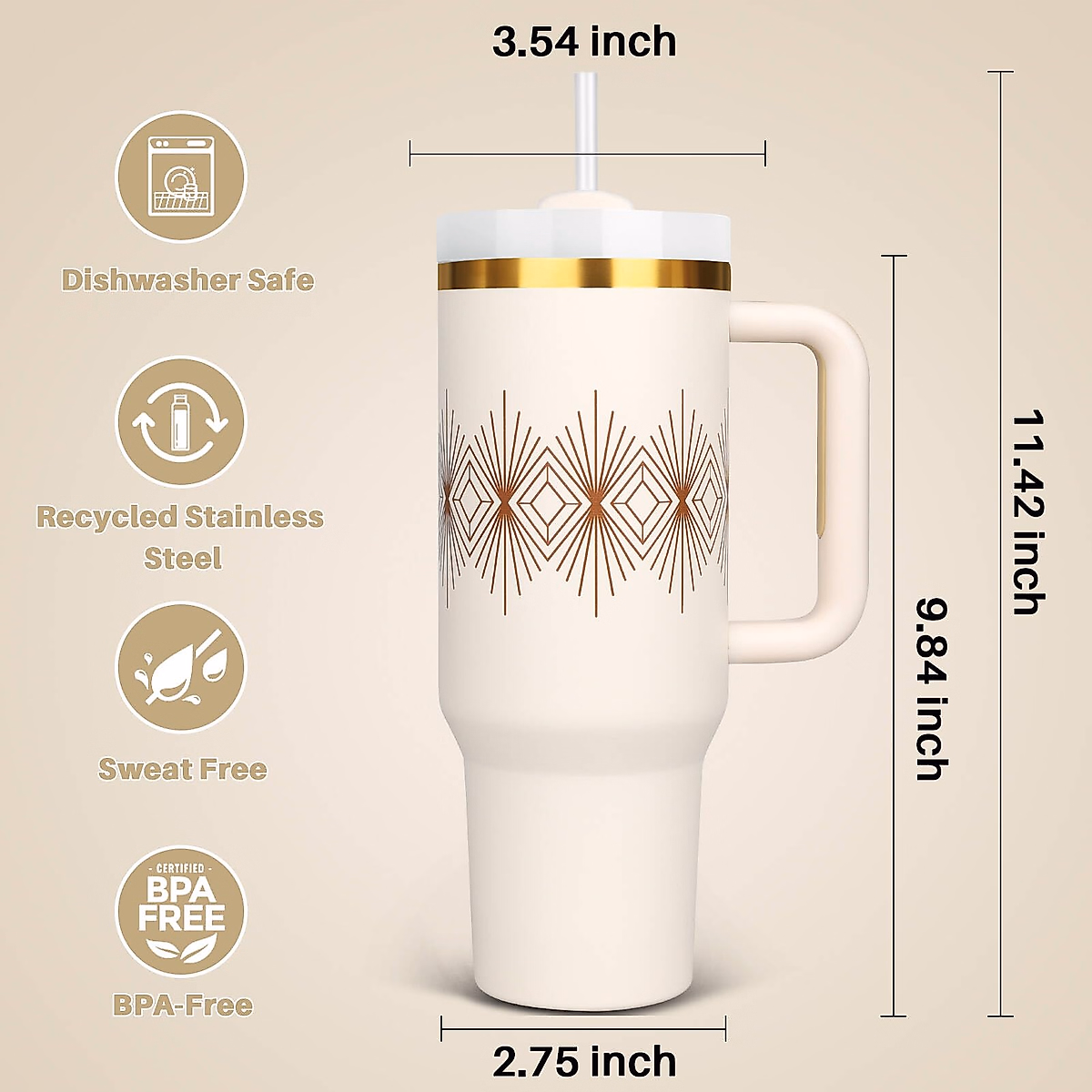 QXV 30 oz Tumbler with Handle and Straw Lid Insulated Reusable Stainless Steel Water Bottle Travel Mug Iced Coffee Cup Travel Mug for Hot and Cold Beverages, BPA-Free, 100% Leakproof Bottle