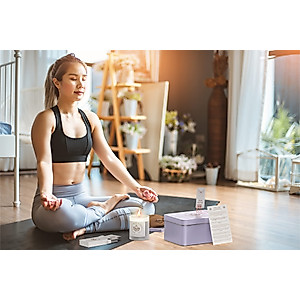 Manifestation Kit,Meditation Accessories, Spiritual Room décor, White Sage Candle,36 pc Positive Affirmations Cards,Healing Stones,for Meditation/Spiritual Healing/Smudging