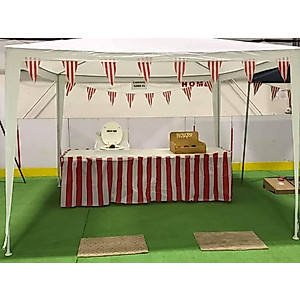 Oojami 2 Pack Red & White Striped Table Skirt Carnival Circus Decorations