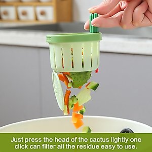 2Pcs Cactus Sink Strainer,Cactus Kitchen Sink Drain Strainer with Widened Spacer,Press Automatic Dumping Basket,Multi-Functional Home Use Cactus Sink Draining Basket Filter Net Lifting Basket