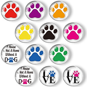12 Pieces Glass Magnets for Fridge Paw Dog Love Decorative Magnets for Refrigerator Cute Colorful Funny Locker Magnets for Boys and Girls Classroom Kitchen Lock Glass