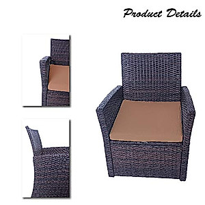 UFI 4 Pieces Patio Furniture SetsRattan, PE Rattan Wicker Chair Furniture, Conversation Sofa Set with Back Cushions, Outdoor Indoor Backyard Porch Garden Poolside Balcony Use Furniture (Brown)