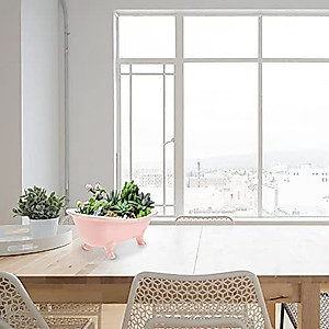 Mini Bathtub Flower Pot Ceramic Succulent Planter Pot Flower Pots Porcelain Plant Pot Vintage Retro Plants Bonsai Holder Desktop Flower Vase Cactus Containers Soap Dish