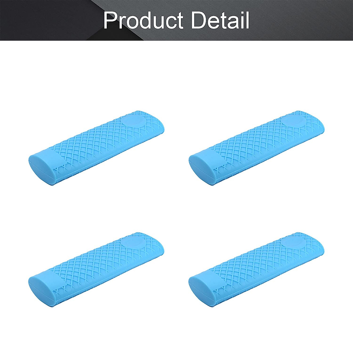 MroMax Silicone Hot Handle Holder 6.1 Inch Non Slip Potholder Heat Resistant Pot Handle Sleeve for Cast Iron Pot Woks Frying Pans Griddles Skillets Oven Blue 4Pcs