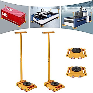 4PCS Machinery Skate Dolly, 6T Machinery Moving Skate,Industrial Machinery Mover with 360° Rotation Caps for Warehouse