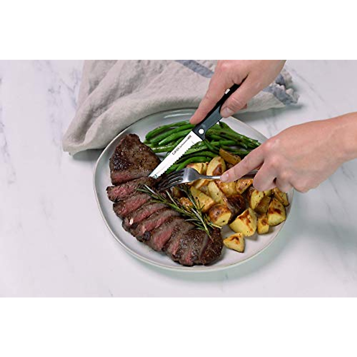 GINSU Kiso® Dishwasher Safe and Always Sharp 6 Piece Black Steak Knife Set, 3" W x 11.25" x 1.5