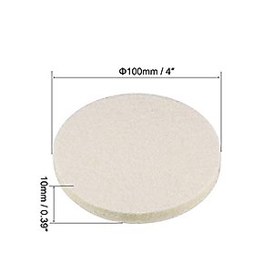 uxcell 4 Inch Wool Felt Polishing Pad, Buffing Wheels Polish Pad, Flocking Hook & Loop Back for Random Orbital Sander 4pcs