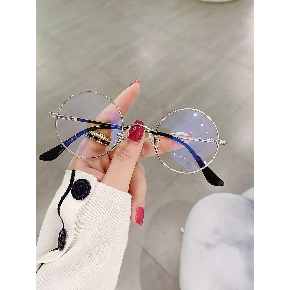 JOVAKIT Retro Round Blue Light Blocking Glasses for Women Men Circle Clear Lens Glasses Non-prescription Metal Frame Eyewear (Silver)