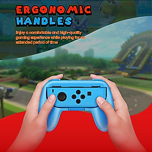 TNP Joy-Con Grip for Nintendo Switch/OLED (2 Pack Red + Blue) Comfortable Grip Wear Resistant Joy-Con Handle Game Controller Kit Accessory for Nintendo Switch, Switch OLED