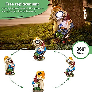 Lifoberstar Outdoor Garden Gnomes Reading Book Statues with Solar Mushroom Light 11inch Large Figurines Lights Lawn Dwarf Ornament Yard Backyard Patio Home Decoration Gift for Mom Grandma Lovers