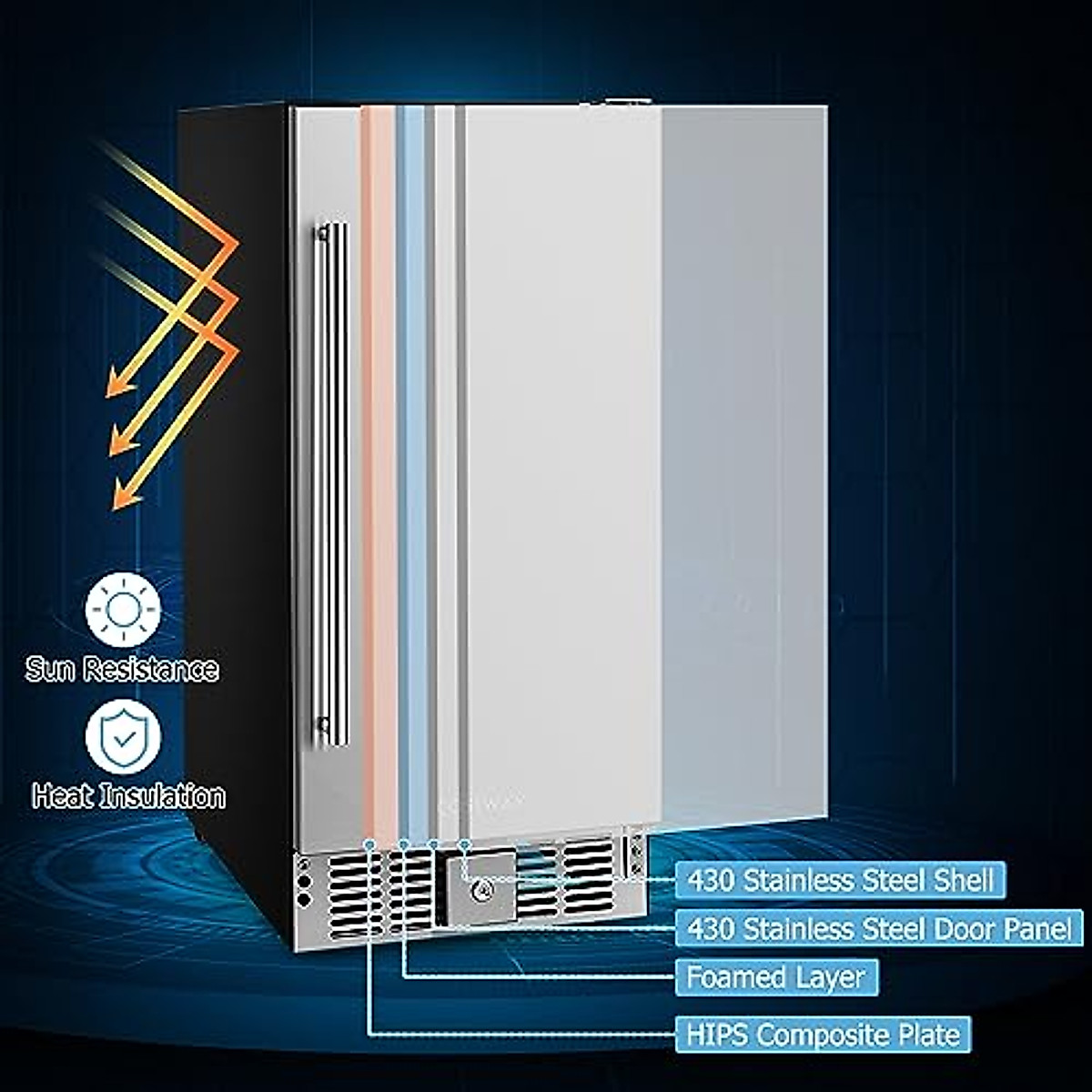 COSTWAY 115 Cans Compact Beverage Refrigerator, 2.9 Cu.ft Drink Cooler with Adjustable Shelves & Stainless Steel Door, 32℉-50℉, Built-in or Freestanding Mini Beverage Fridge for Apart, Office