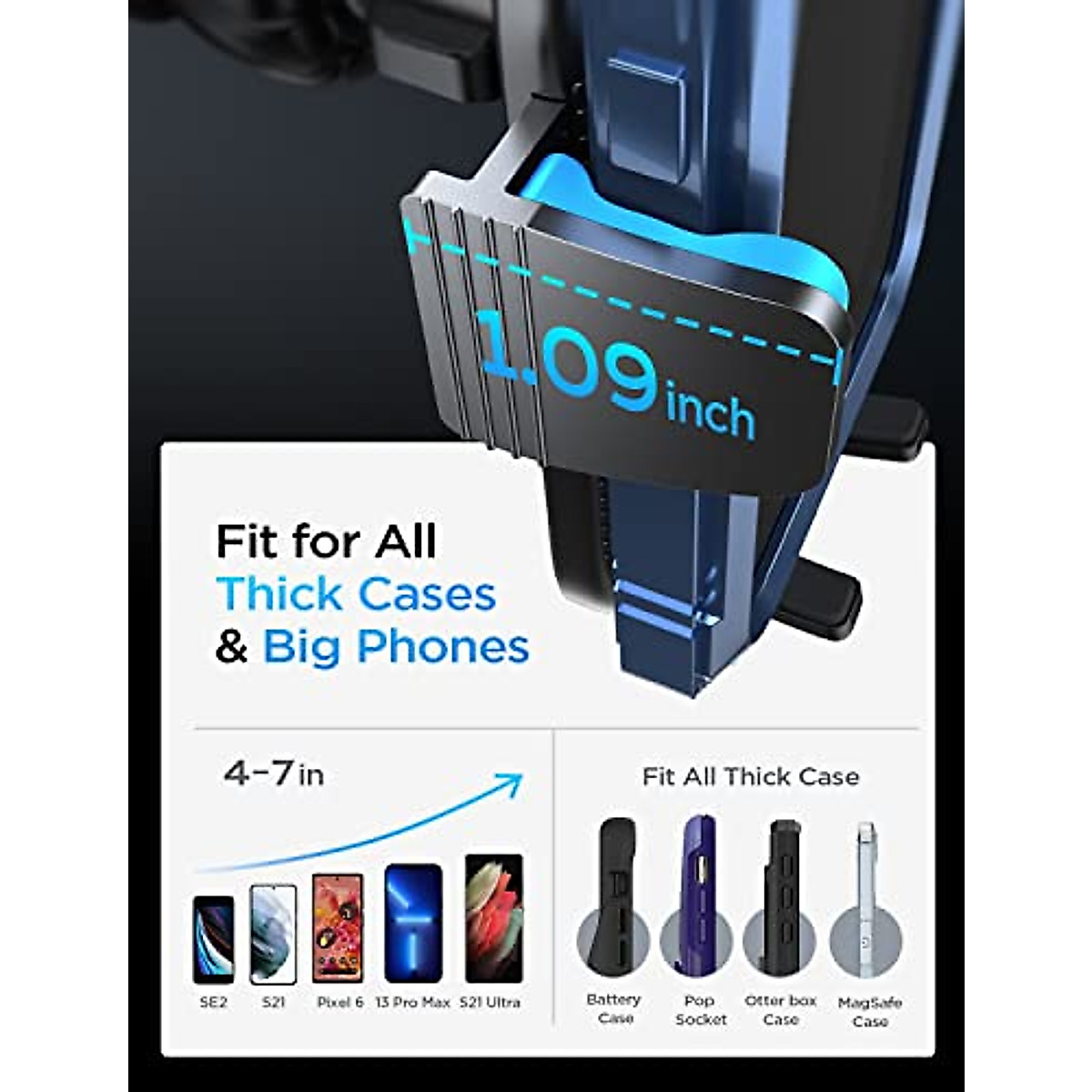 LISEN Car Phone Holder Mount 2022 Upgraded Car Vent Phone Mount with Newest Metal Air Vent Clip Never Rupture Hands Free Cell Phone Holder Mount for Car Compatible for iPhone 14 Pro Max 13 12 Samsung