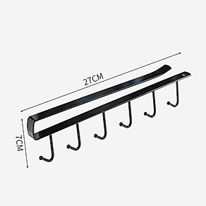 Under Cabinet Utensils Hanger Without Drilling, 2 Pcs Cup Holder Under Cabinet Coffee Cup Mug Holder Hanging Rack for Closet Ties, Bookcase, Bedroom, Bathroom, Fit for 1 Inch Thickness Shelf or Less