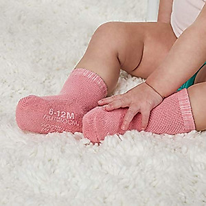 Fruit of the Loom Baby 6-Pack Breathable Cooling Mesh Crew-Length Socks - Unisex, Girls, Boys … (6-12 Months, Pink)